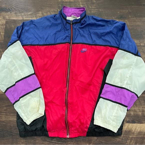 Nike | Jackets & Coats | Vintage Nike Purple Red Colorblock Lined Mini ...